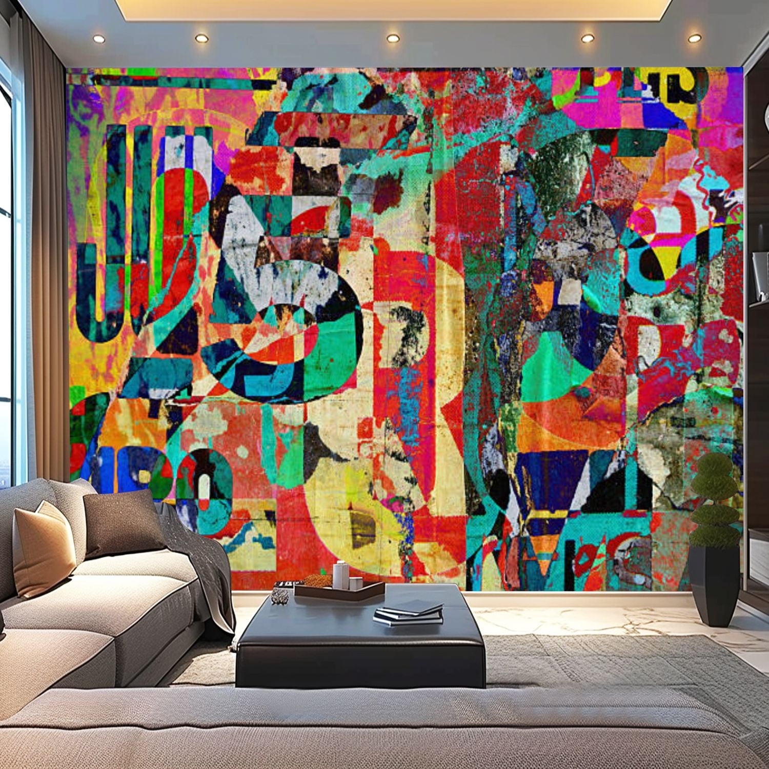 Peel and Stick Canvas Wallpaper collage typography design texture ...