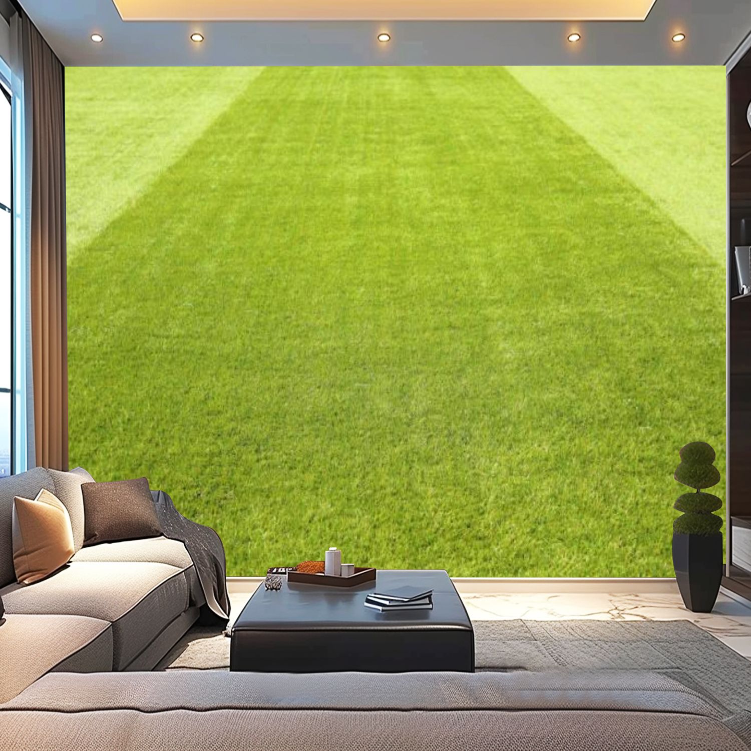 Peel and Stick Canvas Wallpaper field artificial green lawn Close up ...