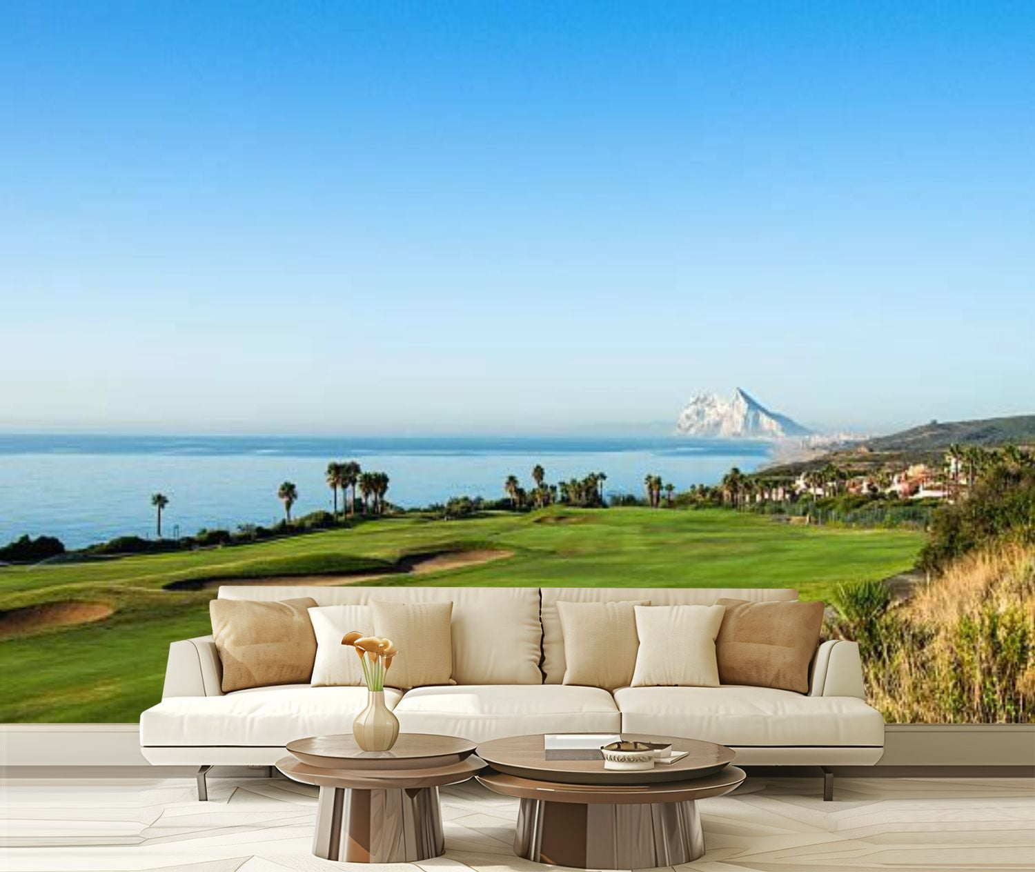 Peel and Stick Canvas Wallpaper landscape course rock gibraltar ...