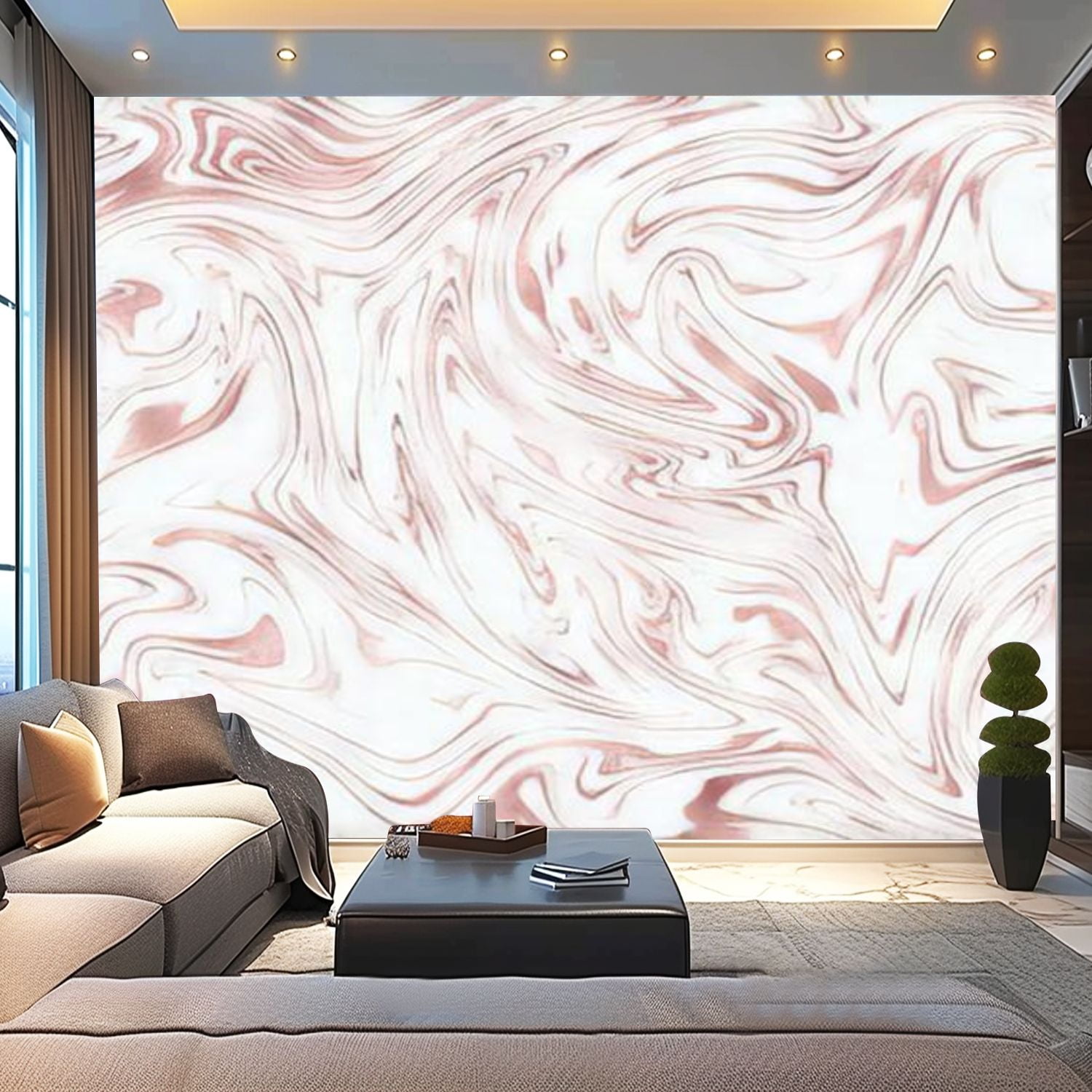 Peel and Stick Canvas Wallpaper marble white rose gold texture Modern Art Wall Mural Decor Self ...