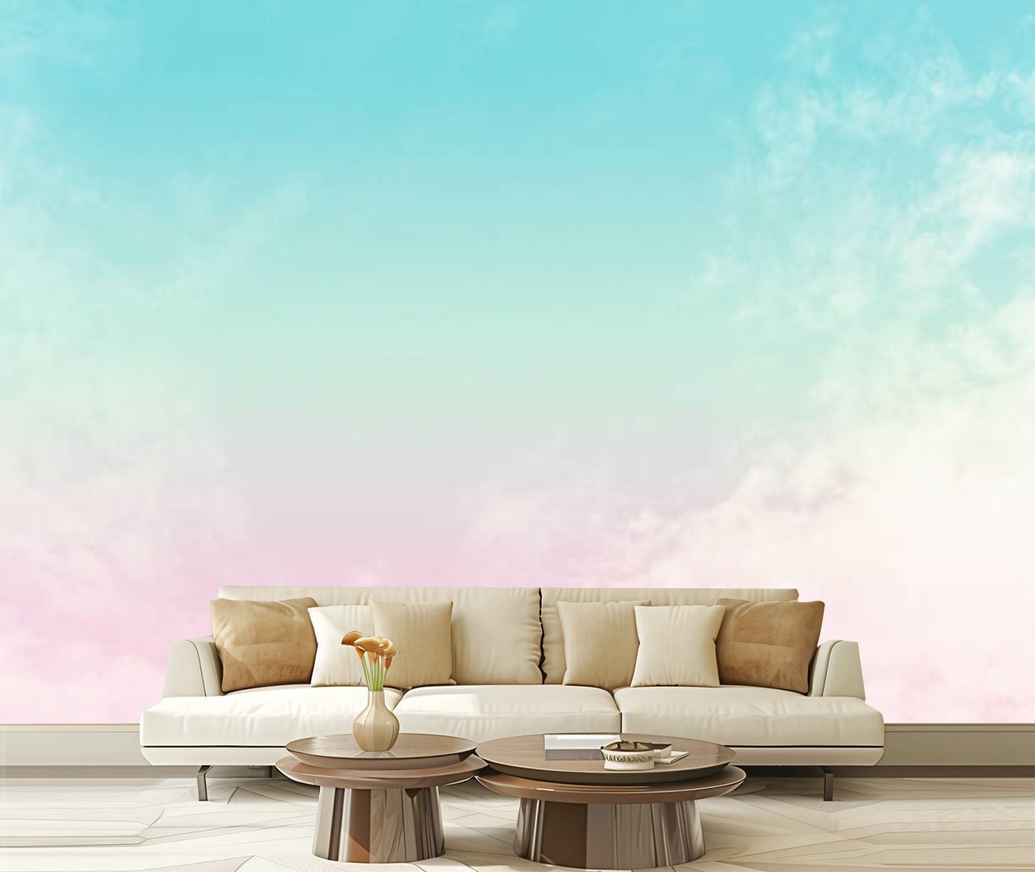 Peel and Stick Canvas Wallpaper patel sky cloud Modern Art Wall Mural ...