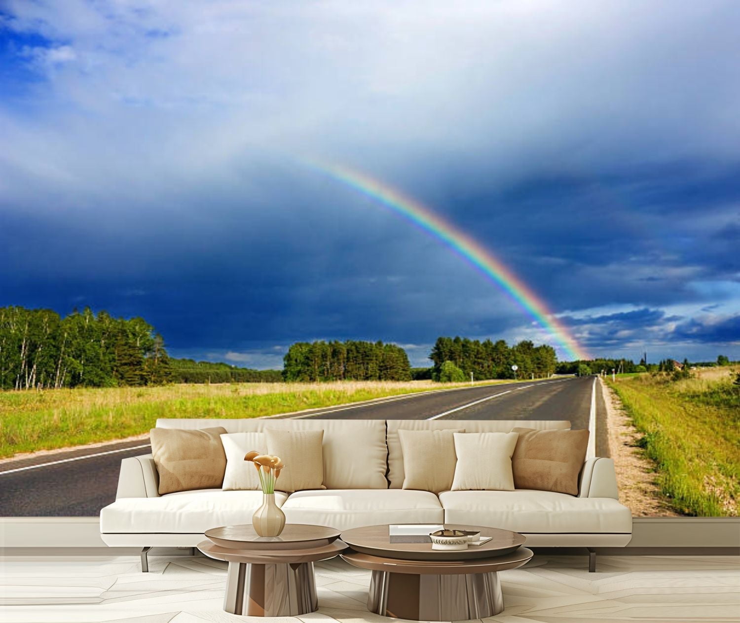 Peel and Stick Canvas Wallpaper road to rainbow Modern Art Wall Mural ...