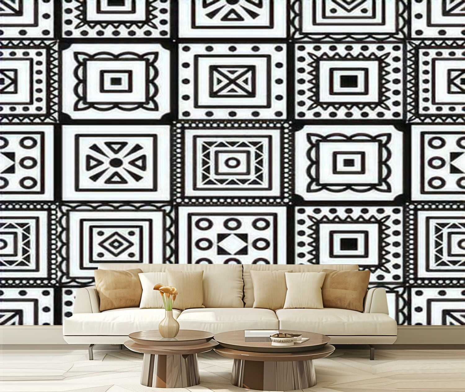 Peel and Stick Canvas Wallpaper seamless geometrical square elements ...
