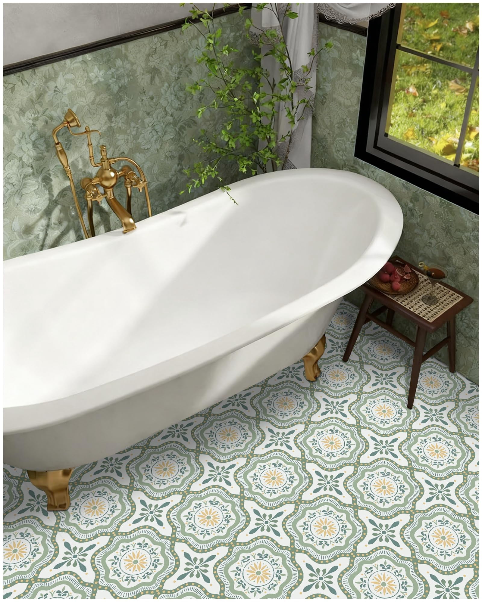 Peel and Stick Floor Tile Green 11.8" x 11.8" 20 Count DIY Vinyl ...