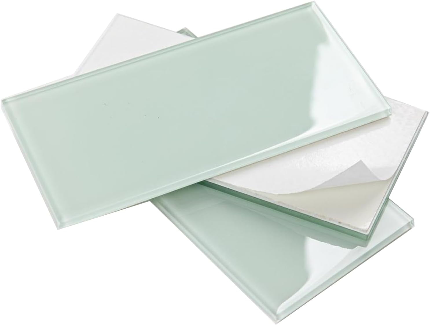 Peel and Stick Glass Subway Tiles, 3 X 6 Inch, Light Green Glass Tiles ...