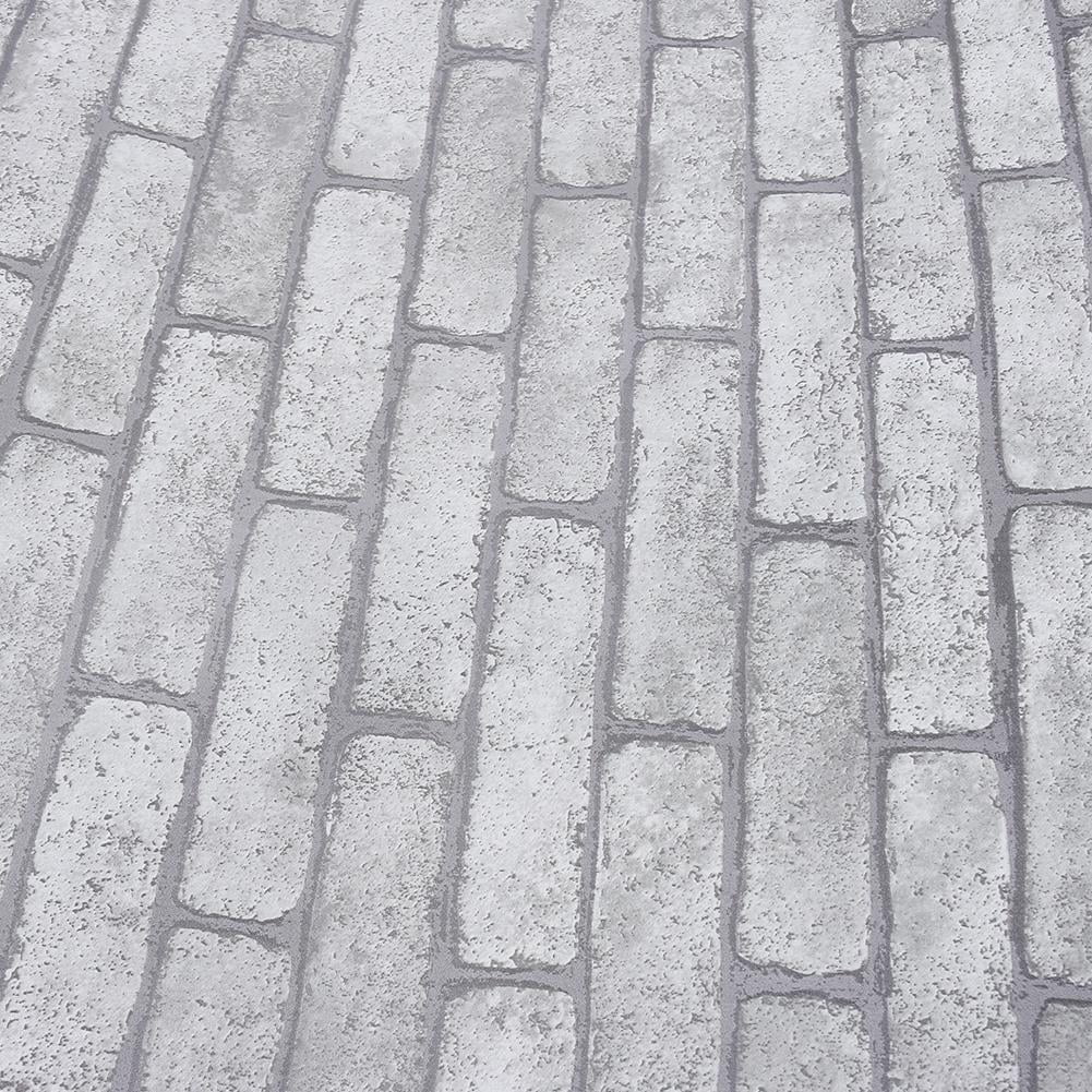 Peel and Stick Rustic Gray Brick Wallpaper, Self-Adhesive Wallpaper ...