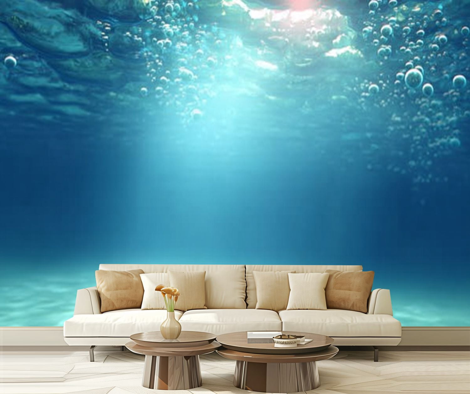 Peel and Stick Wallpaper 3d underwater scene air bubbles floating up ...