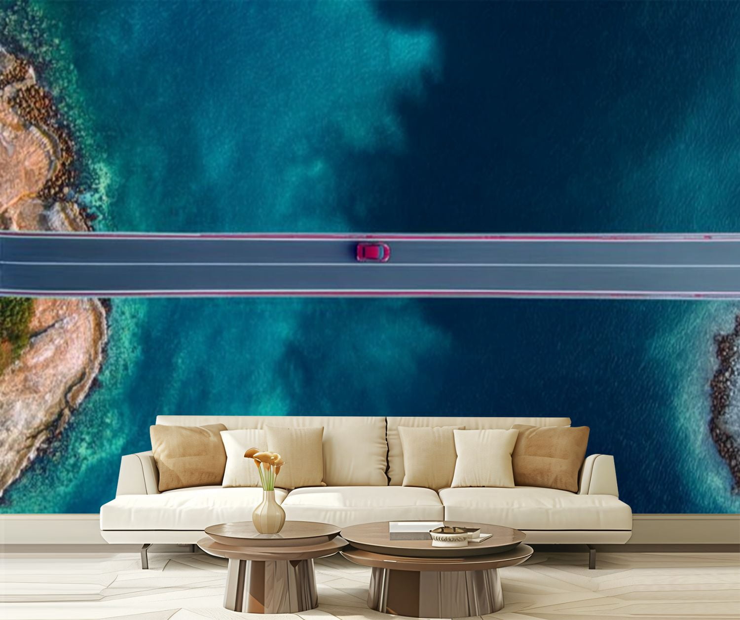 Peel and Stick Wallpaper Aerial view bridge water Modern Art Wall Mural ...