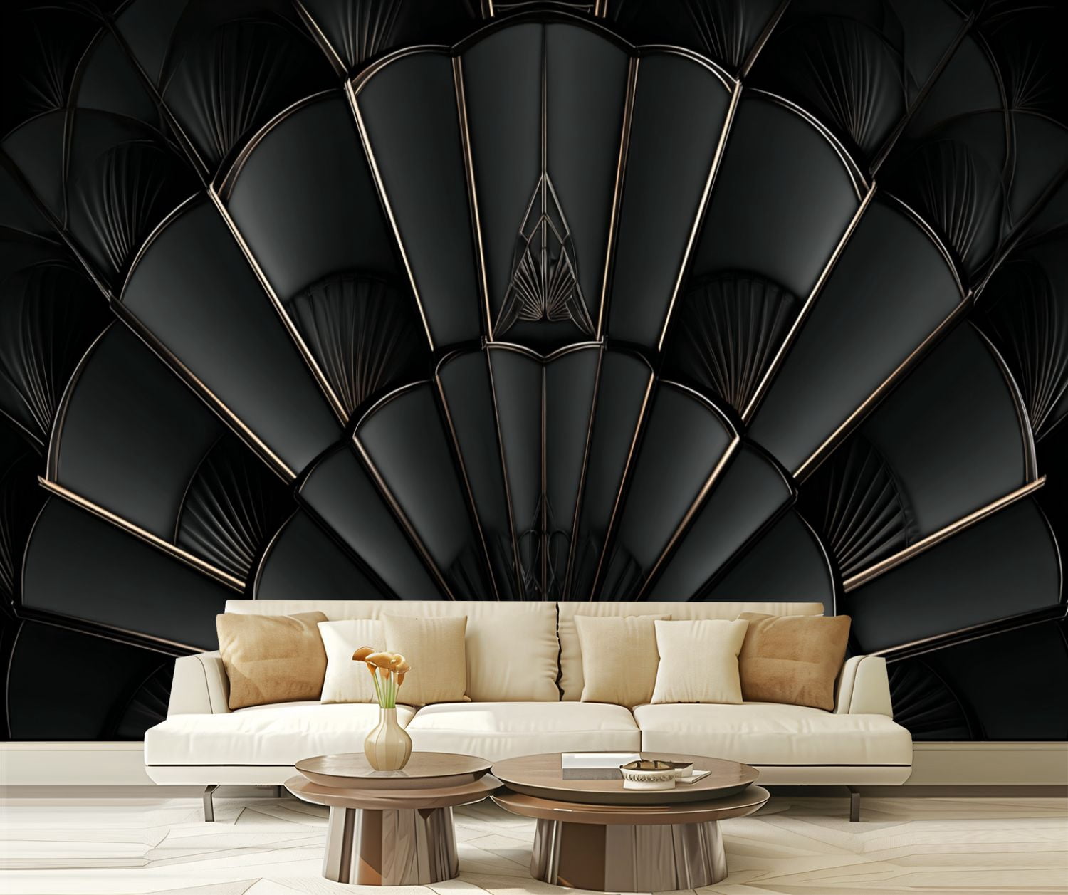 Peel and Stick Wallpaper Art Deco Geometric Decorative Texture Fan ...