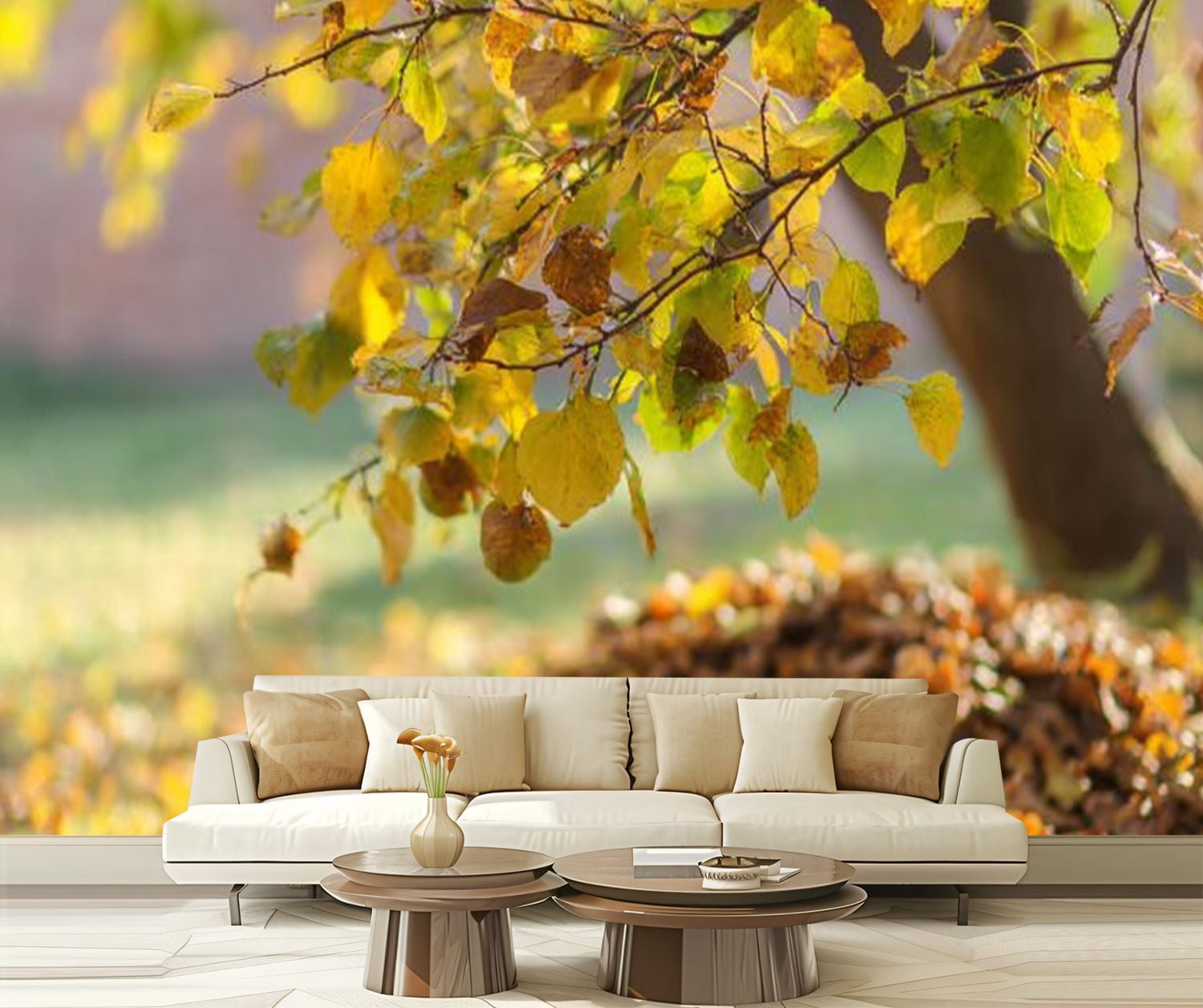 Peel and Stick Wallpaper Autumn park Linden tree Modern Art Wall Mural ...