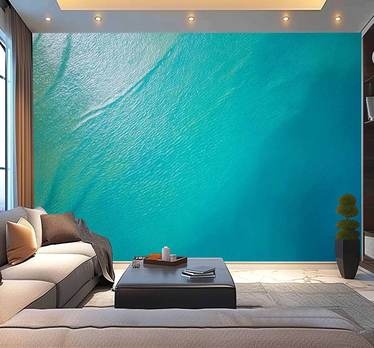 Peel and Stick Wallpaper Blue sea for Modern Art Wall Mural Decor Self ...