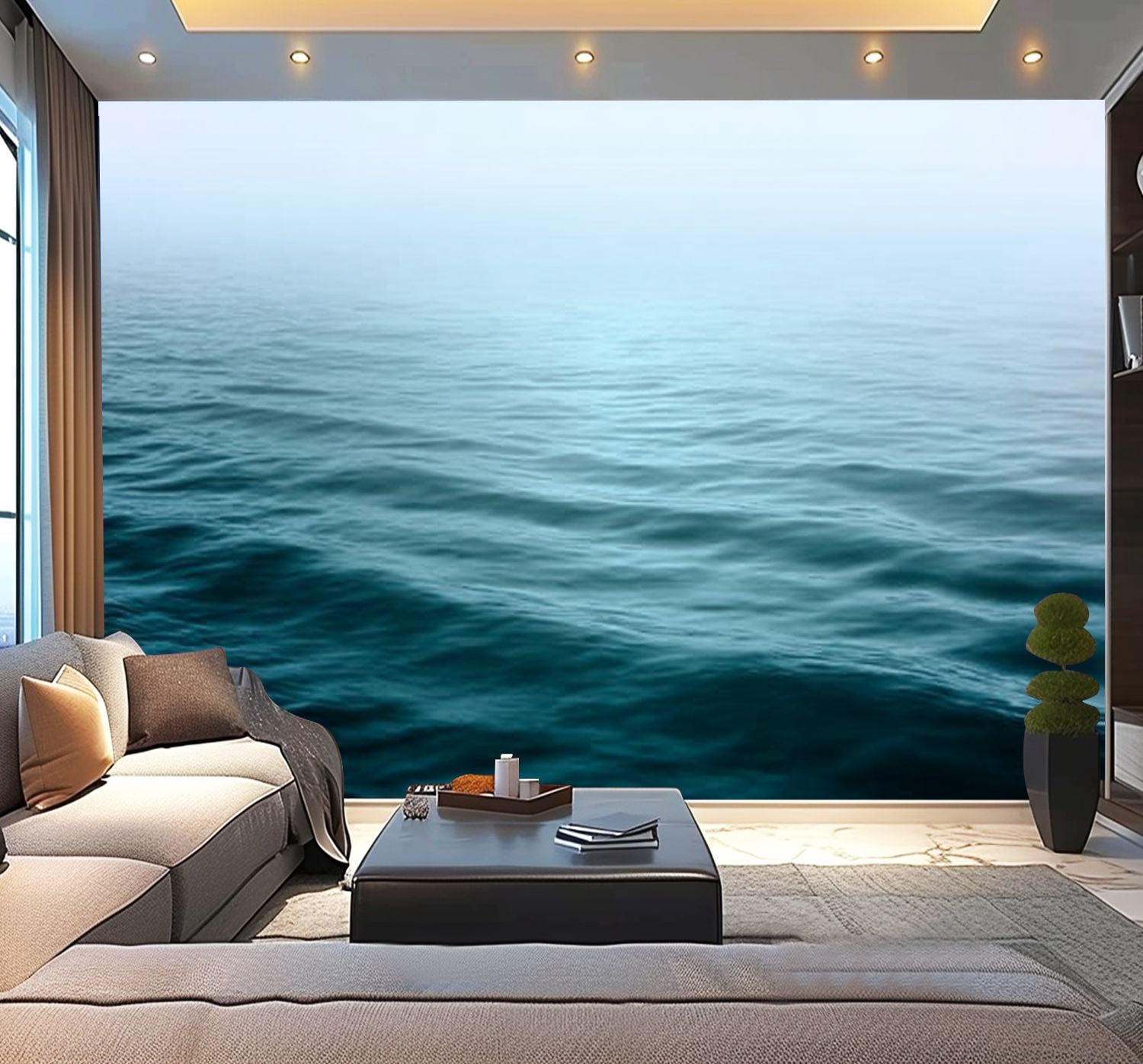 Peel and Stick Wallpaper Calm deep blue lake Modern Art Wall Mural ...