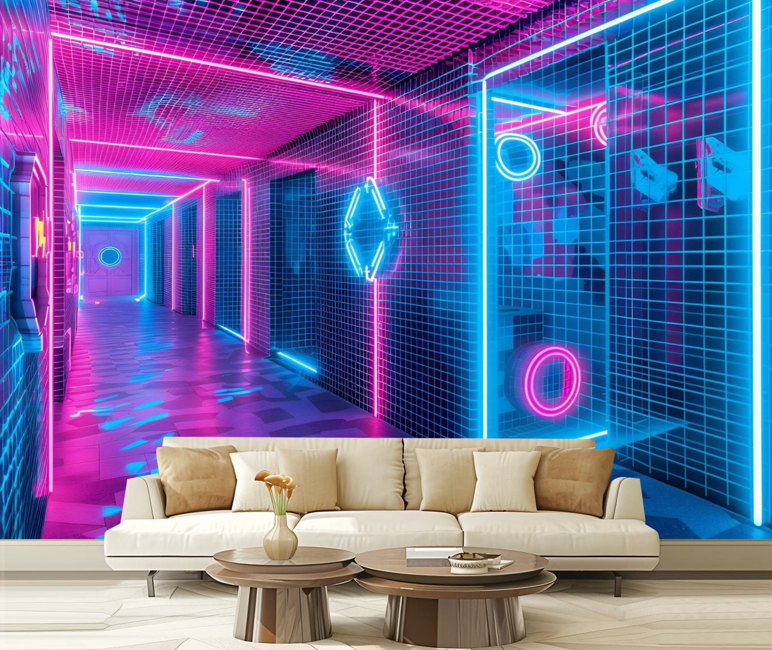 Peel and Stick Wallpaper Canvas 80s Retro Room Synthwave Modern Art ...