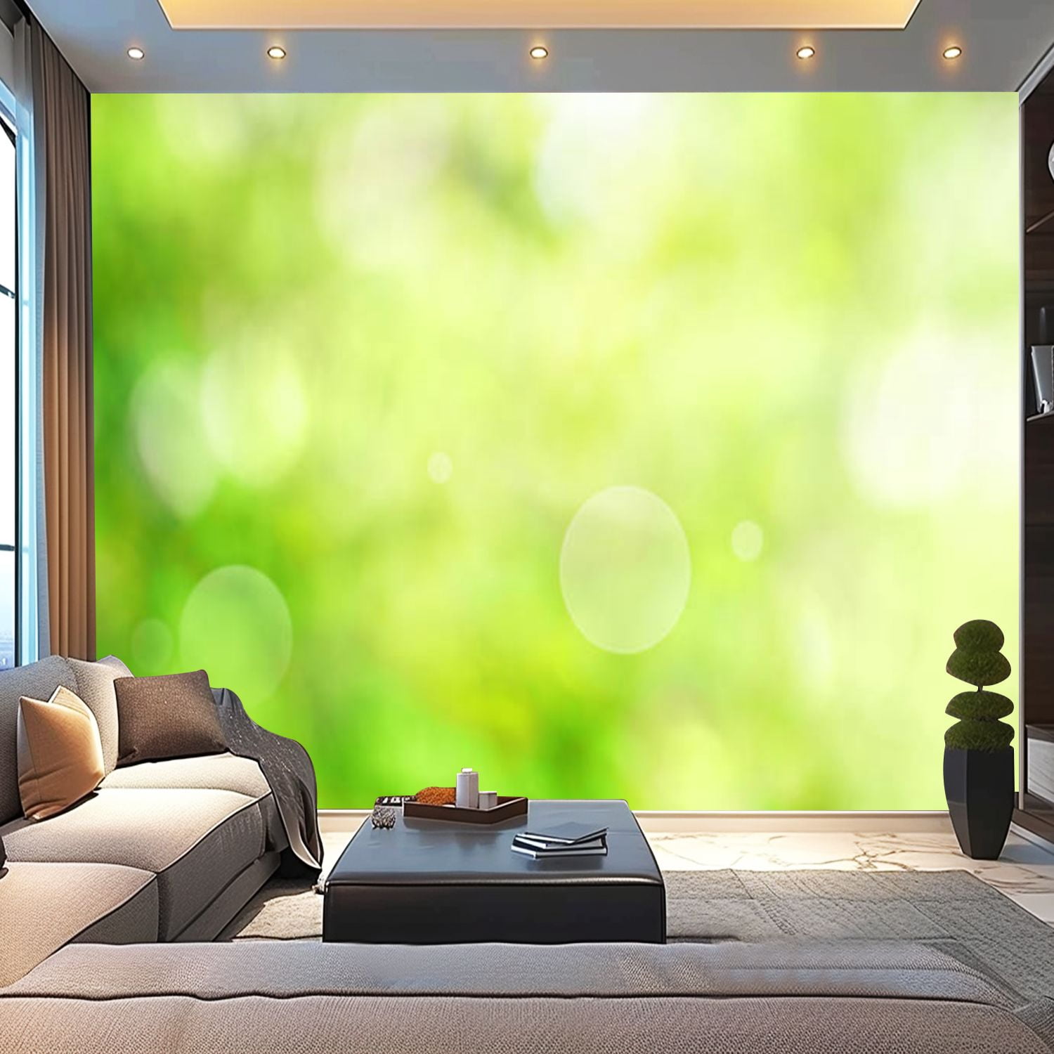 Peel and Stick Wallpaper Canvas Abstract green spring scenery Modern ...