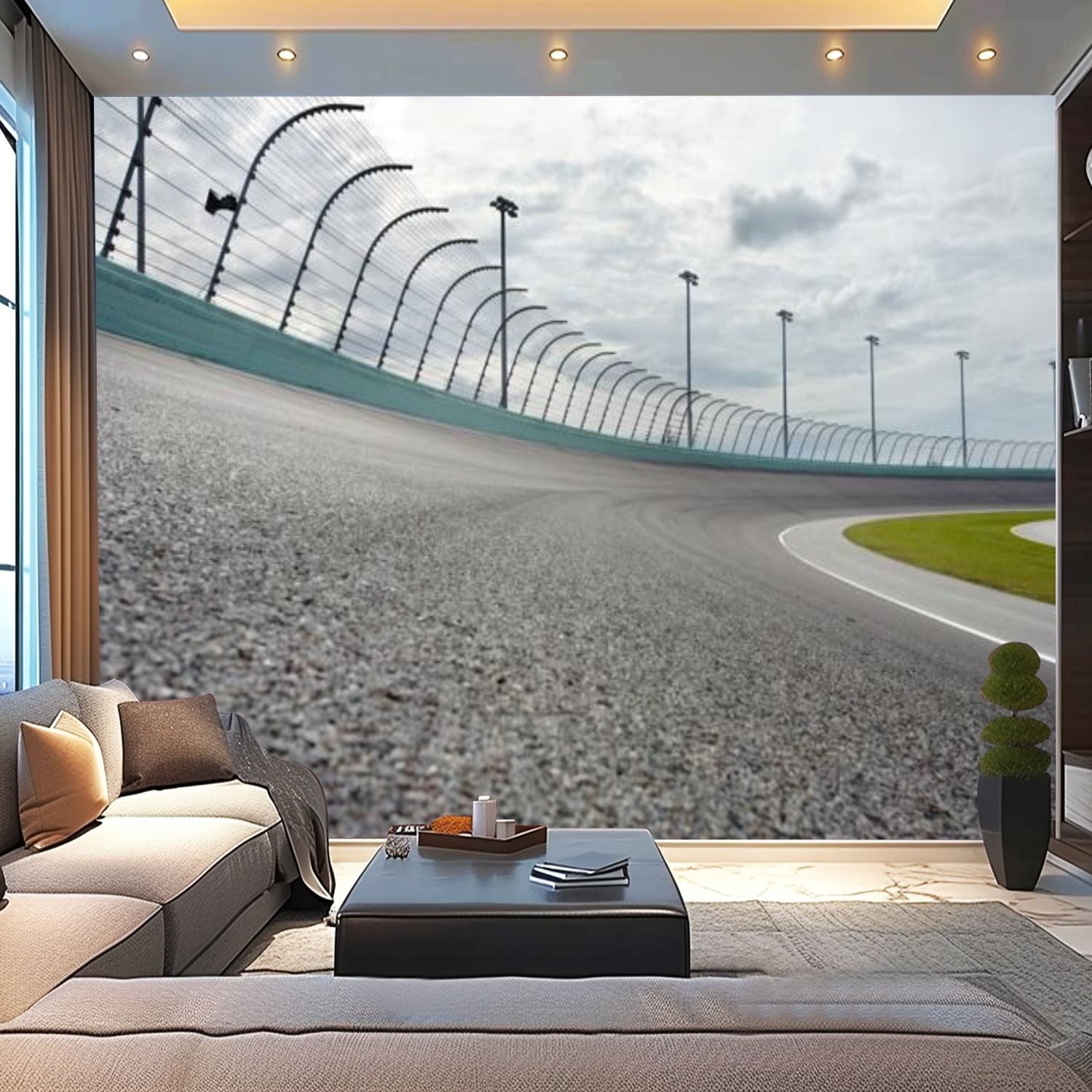 Peel and Stick Wallpaper Canvas Auto racing Racetrack turn Modern Art ...