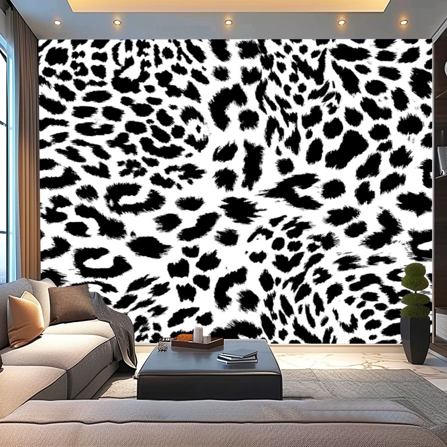 Peel and Stick Wallpaper Canvas Beautiful meter from leopard skin ...