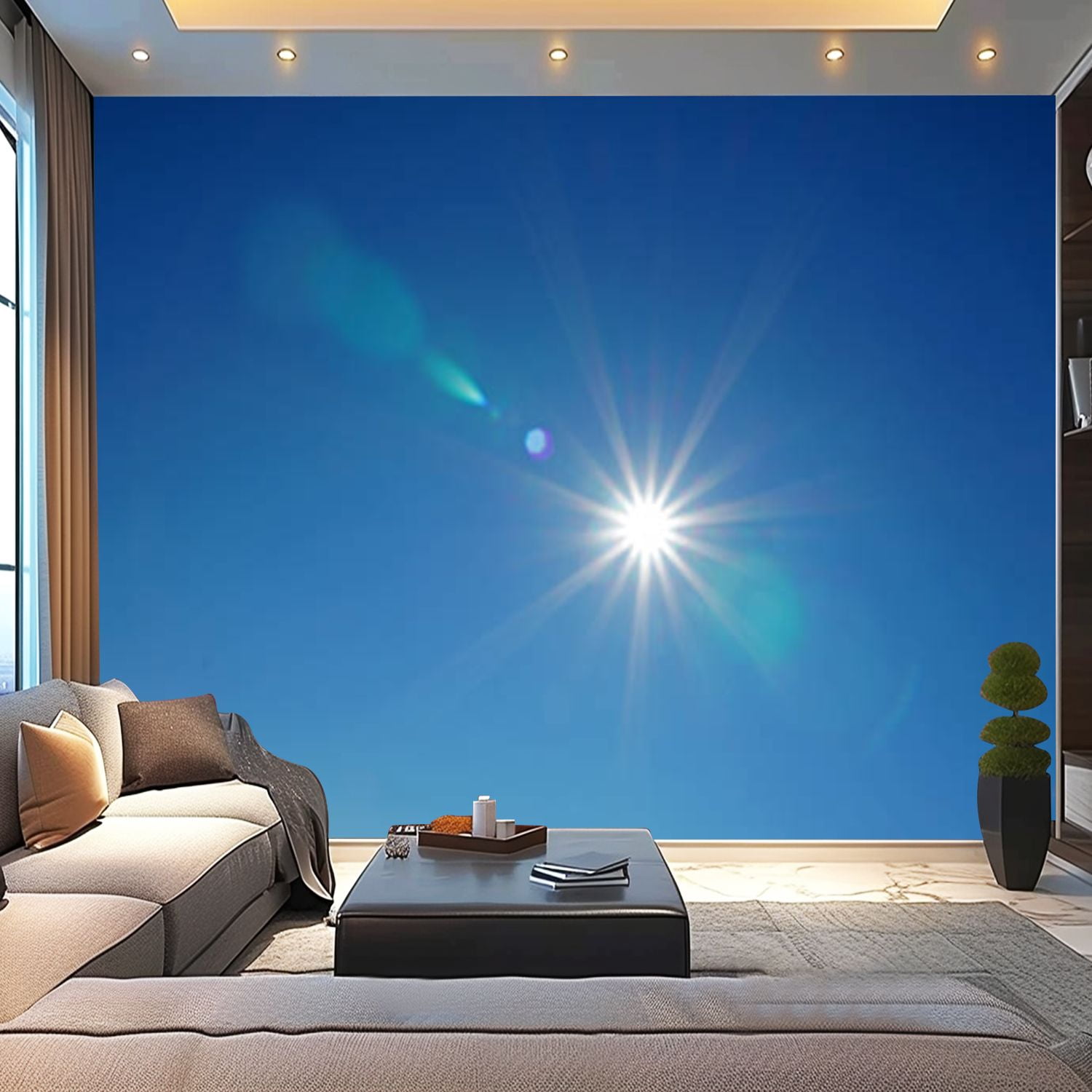 Peel and Stick Wallpaper Canvas Blue sky sunbeam Modern Art Wall Mural ...