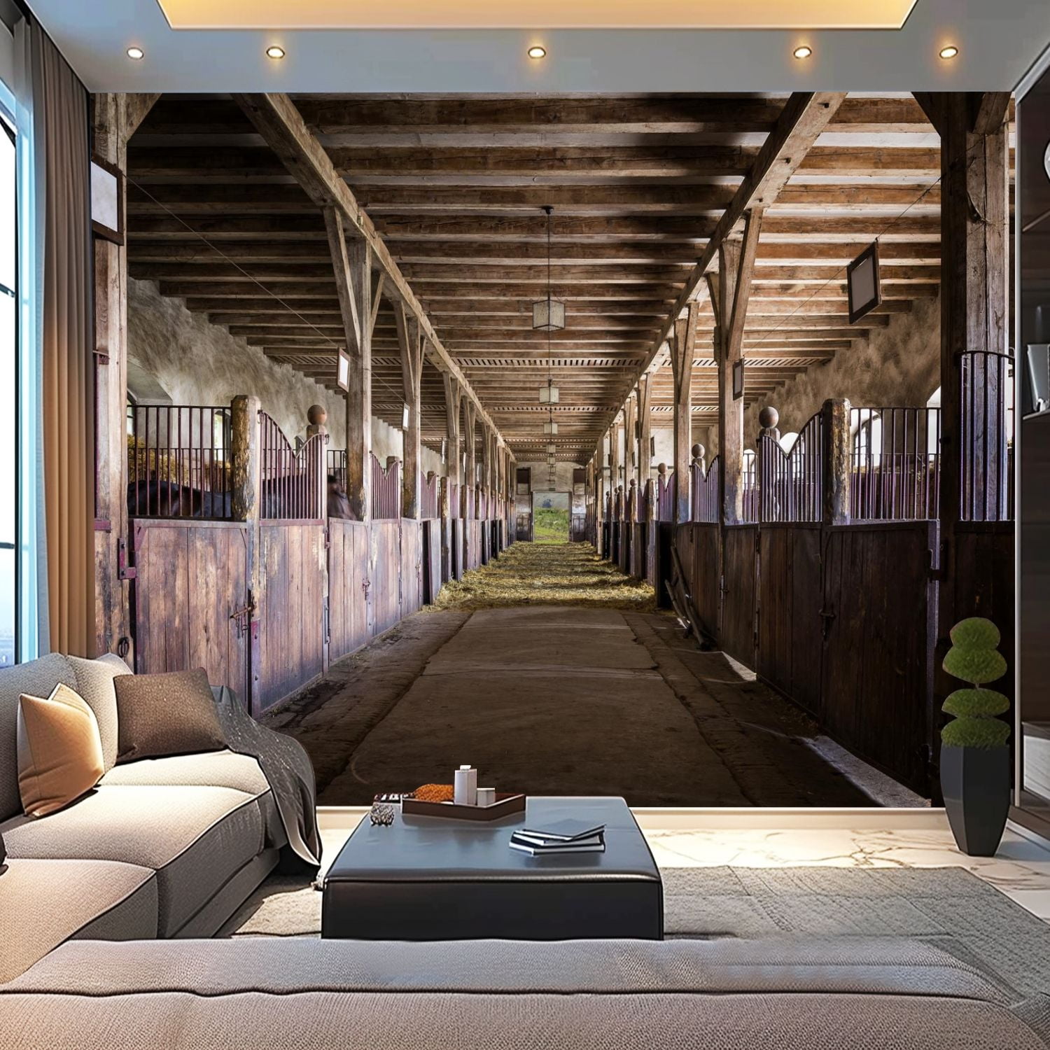 Peel and Stick Wallpaper Canvas Boxes old horse stable farm Modern Art ...