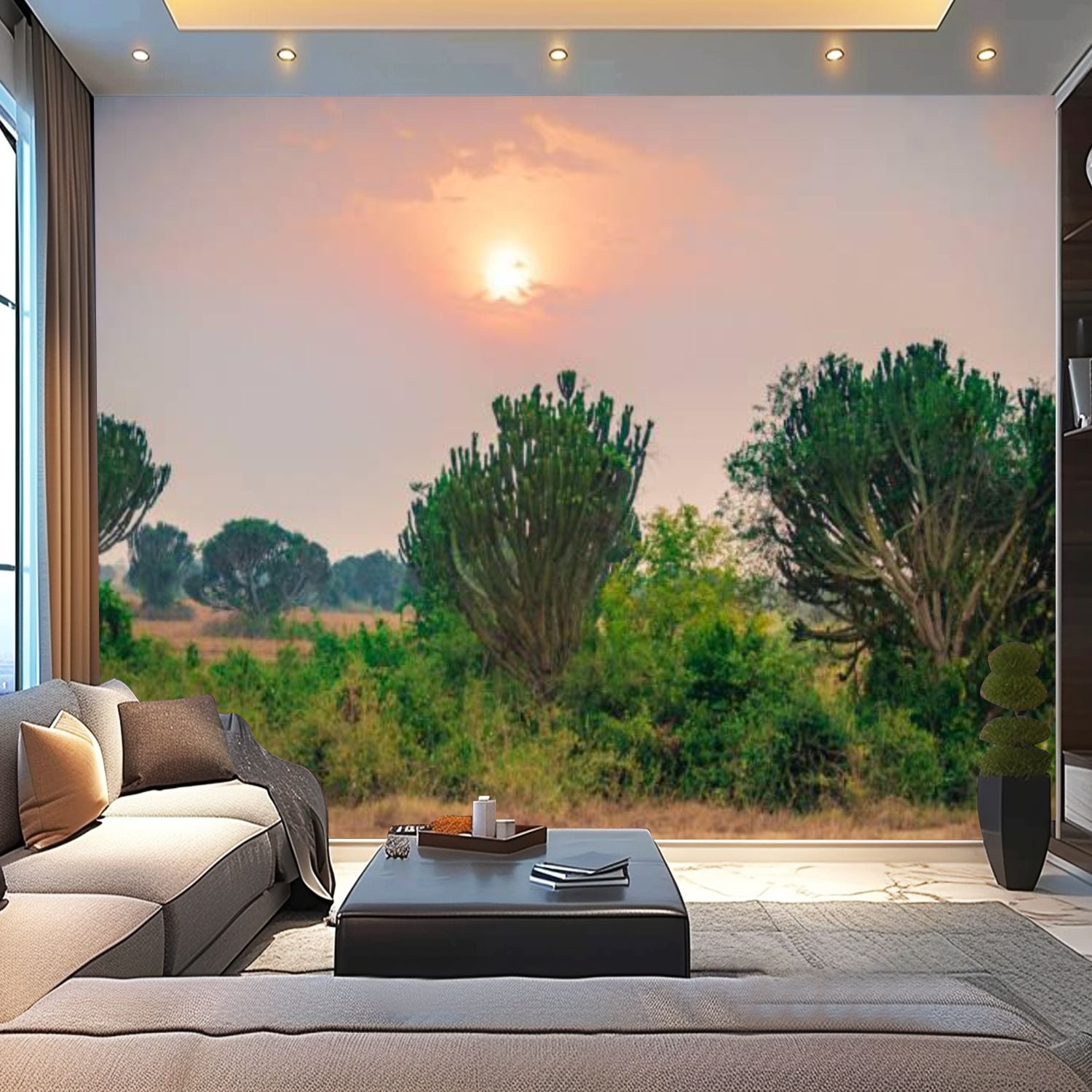 Peel and Stick Wallpaper Canvas Cactus savannah vegatation Uganda ...