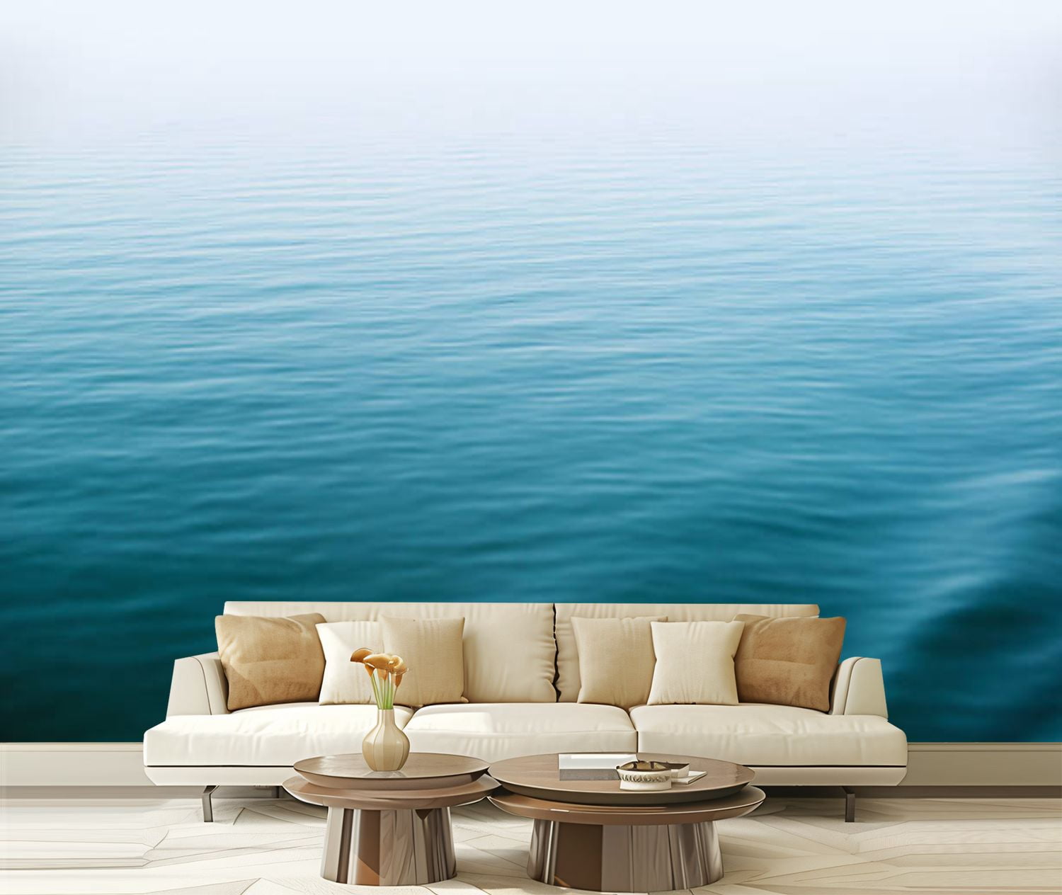 Peel and Stick Wallpaper Canvas Calm deep blue lake Modern Art Wall ...