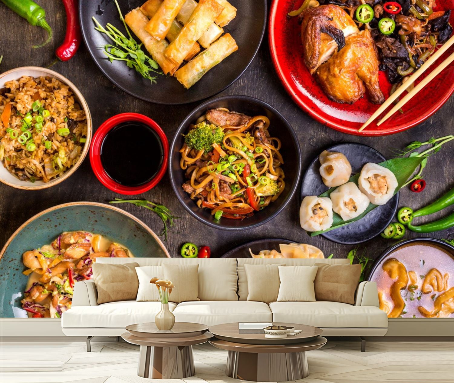 Peel and Stick Wallpaper Canvas Chinese food Modern Art Wall Mural ...
