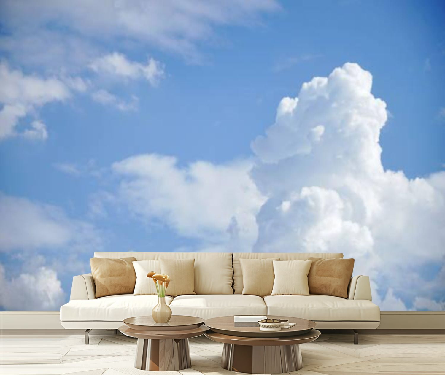 Peel and Stick Wallpaper Canvas Clouds sky blurred peaceful nature ...