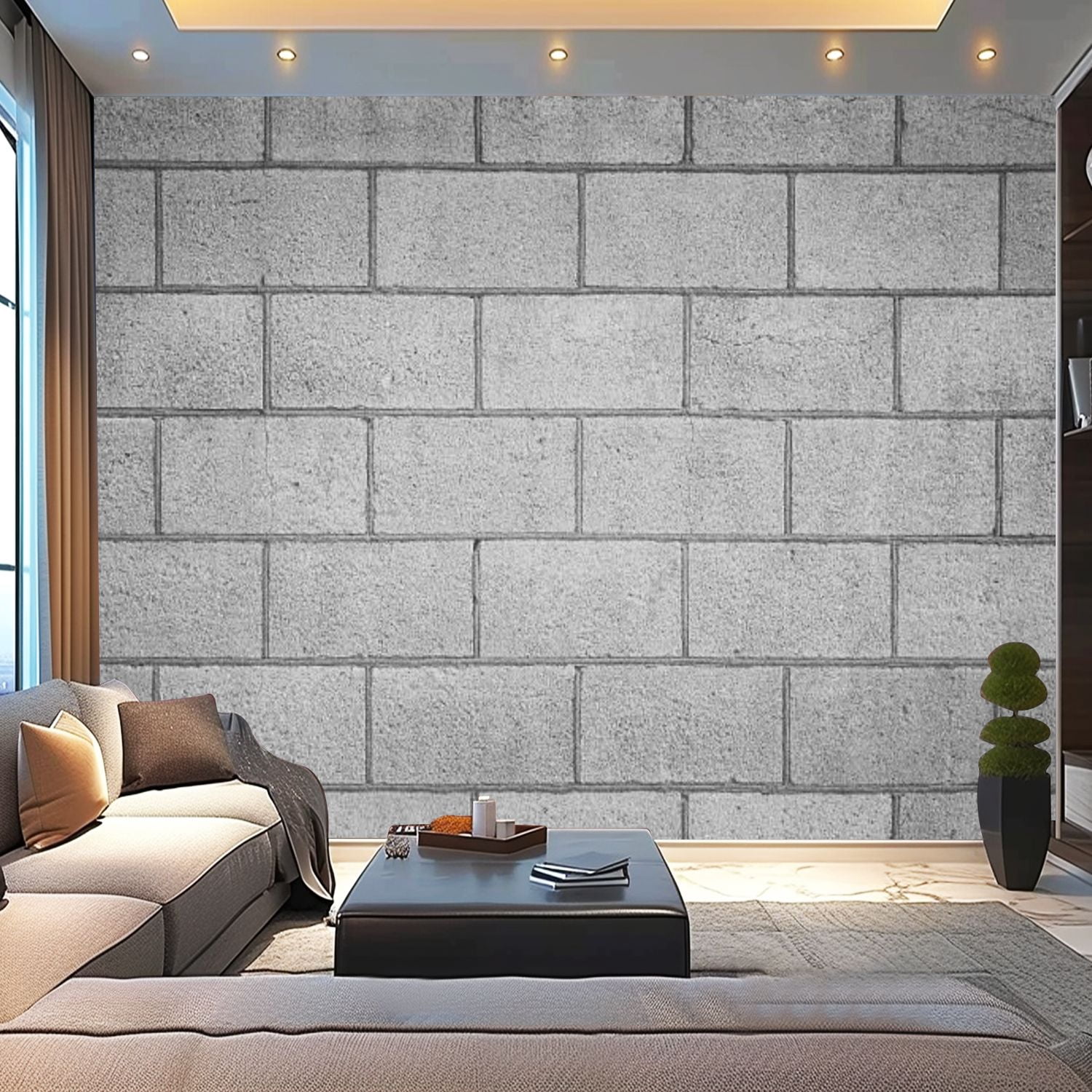 Peel and Stick Wallpaper Canvas Concrete block wall seamless texture ...