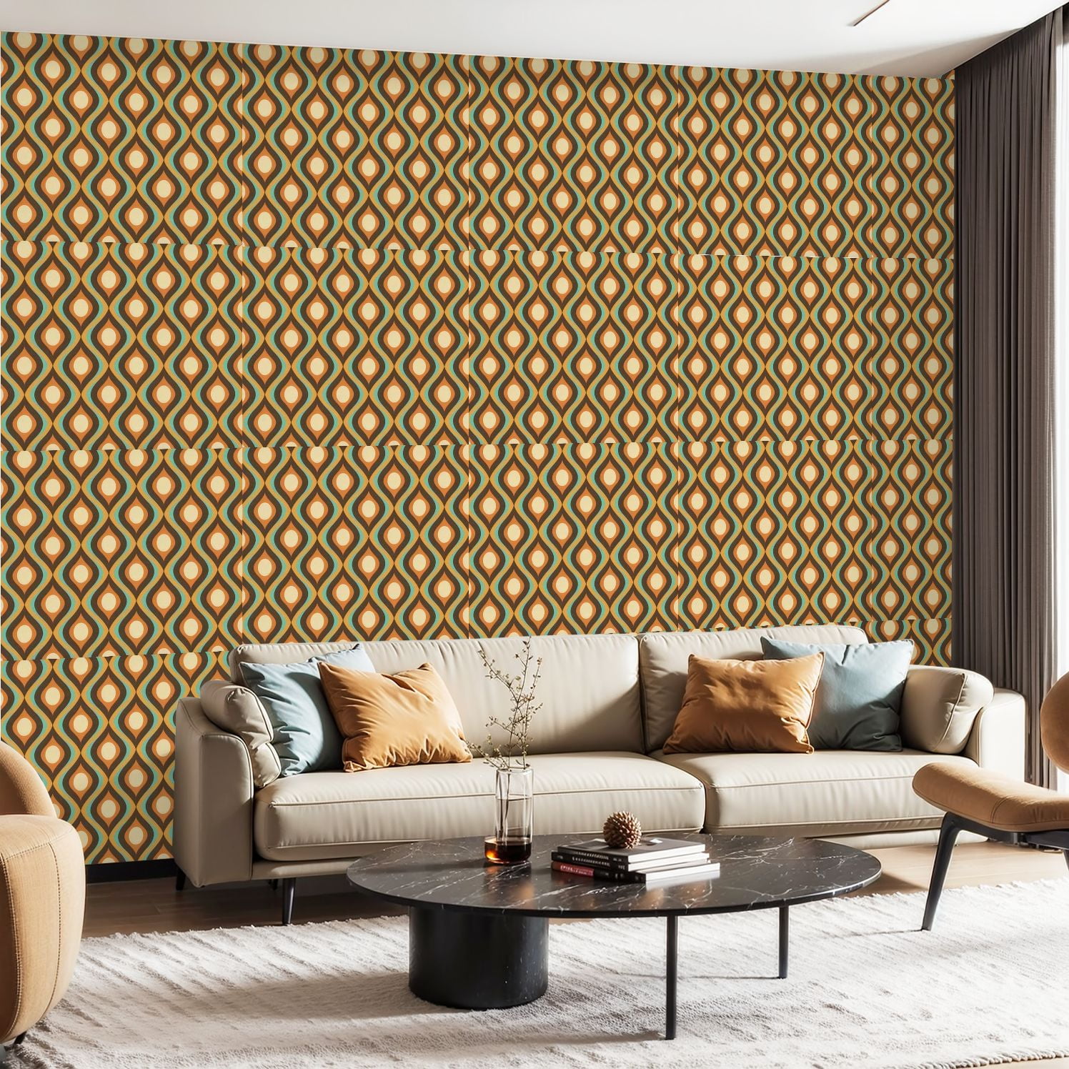 Peel and Stick Wallpaper Canvas Contact Paper 70s Retro Groovy Wavy Self Adhesive and Removable ...