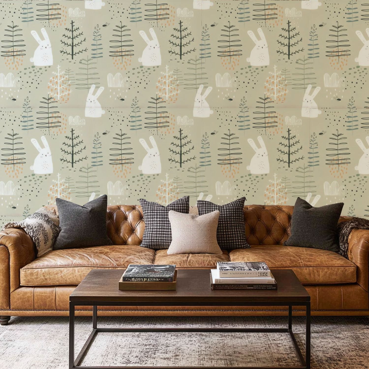 Peel and Stick Wallpaper Canvas Contact Paper Forest seamless funny ...