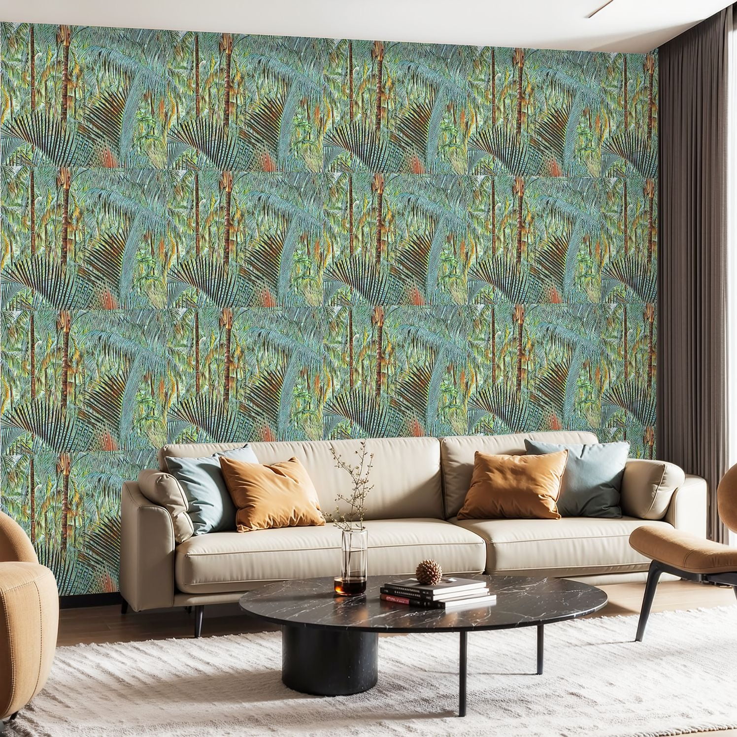 Peel and Stick Wallpaper Canvas Contact Paper Jungle greenery coco palm ...