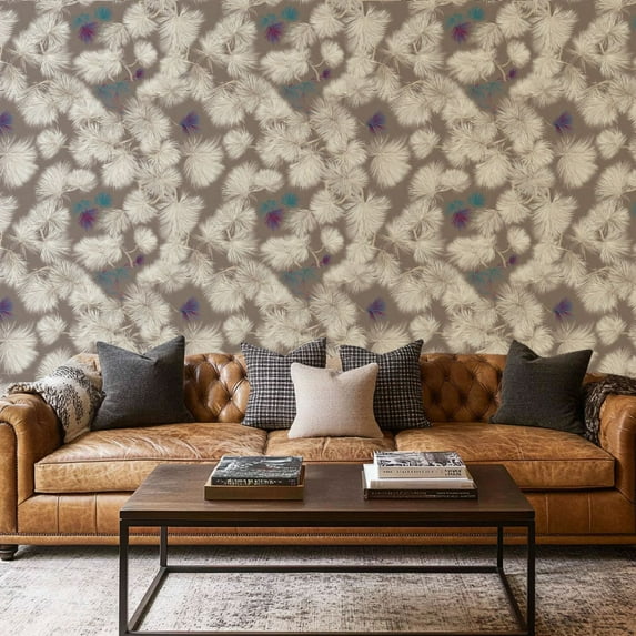 Peel and Stick Wallpaper Canvas Contact Paper Mural pine branches cones ...