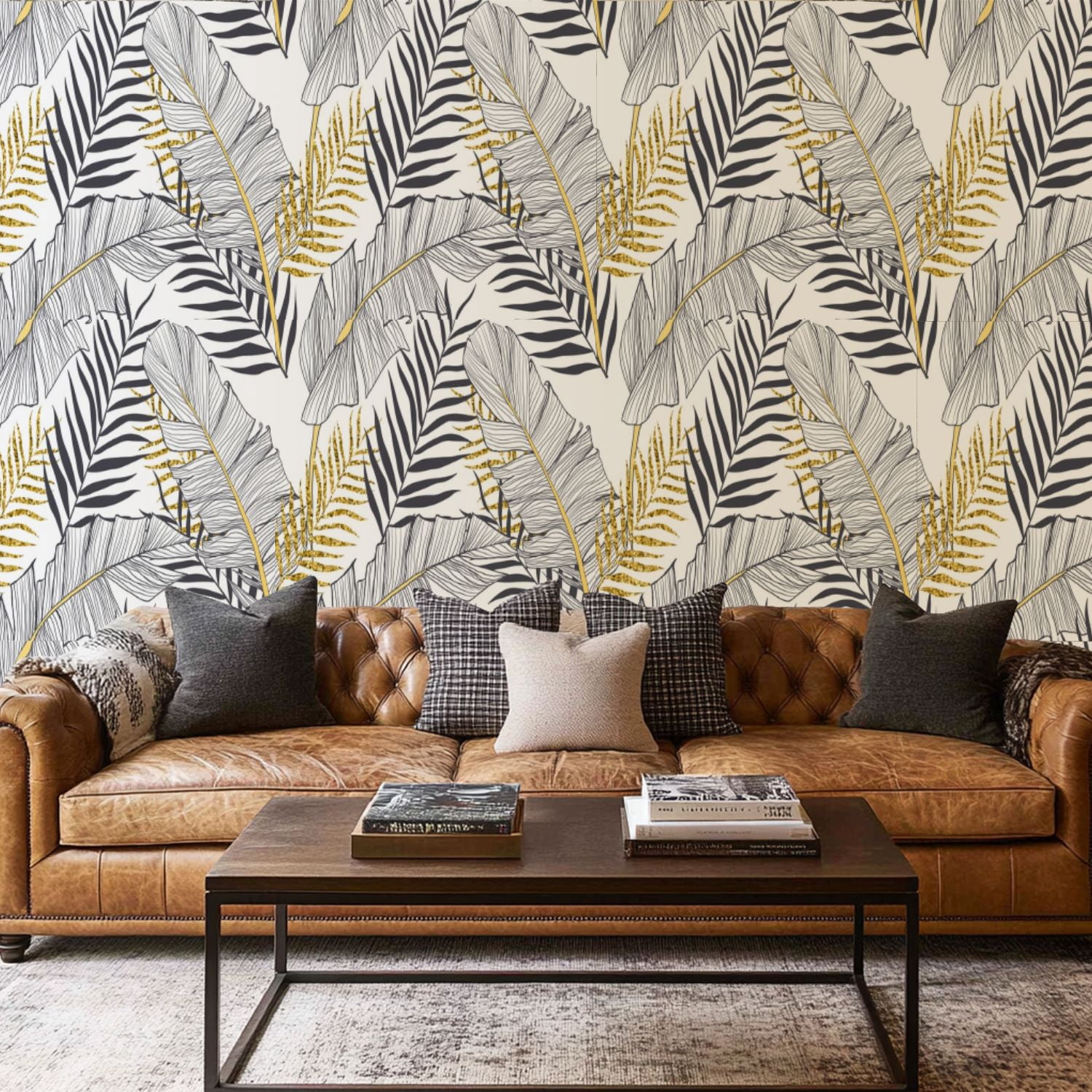 Peel and Stick Wallpaper Canvas Contact Paper Seamless banana golden ...