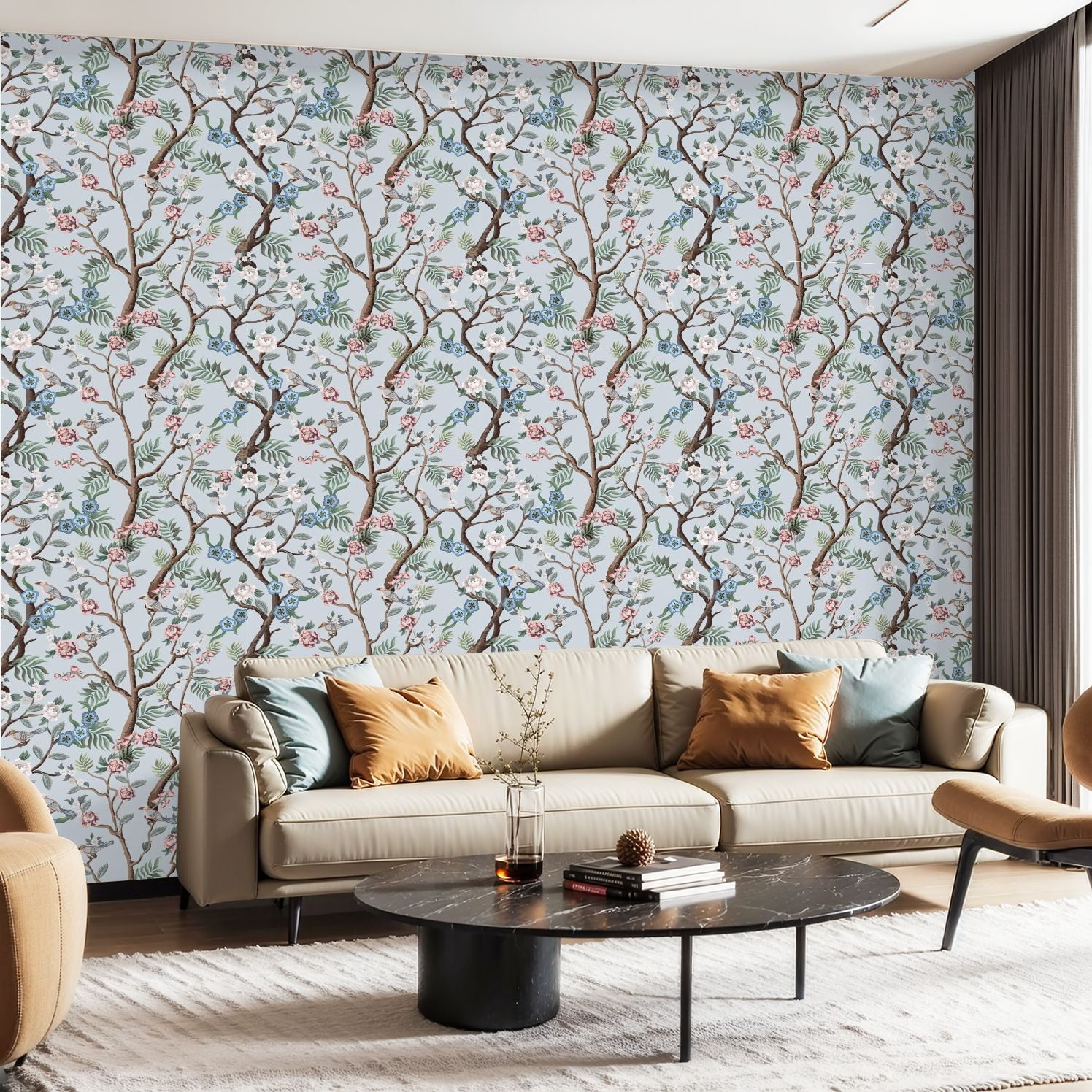 Peel and Stick Wallpaper Canvas Contact Paper Seamless chinoiserie ...