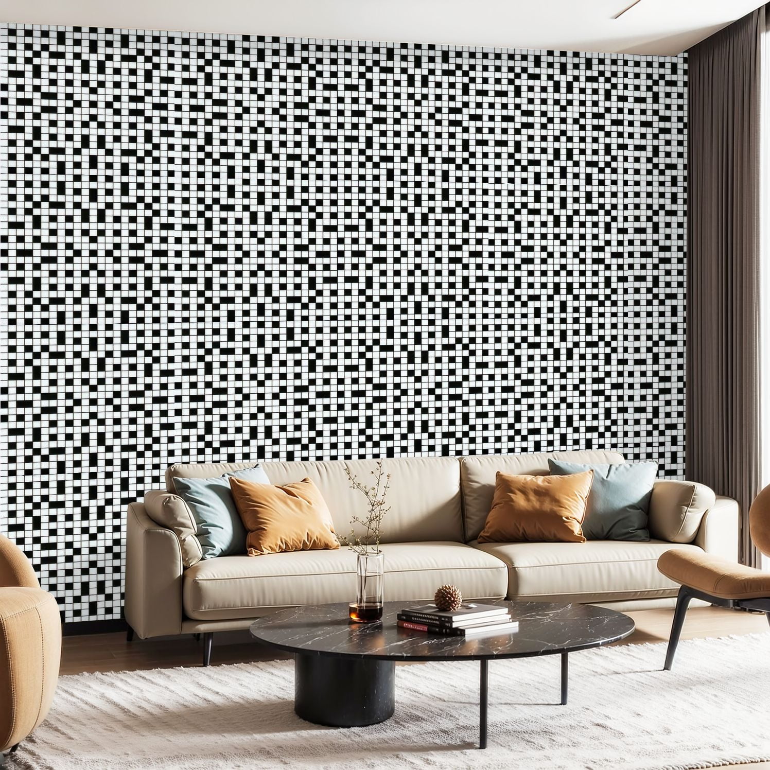 Peel and Stick Wallpaper Canvas Contact Paper Semi large scale square ...