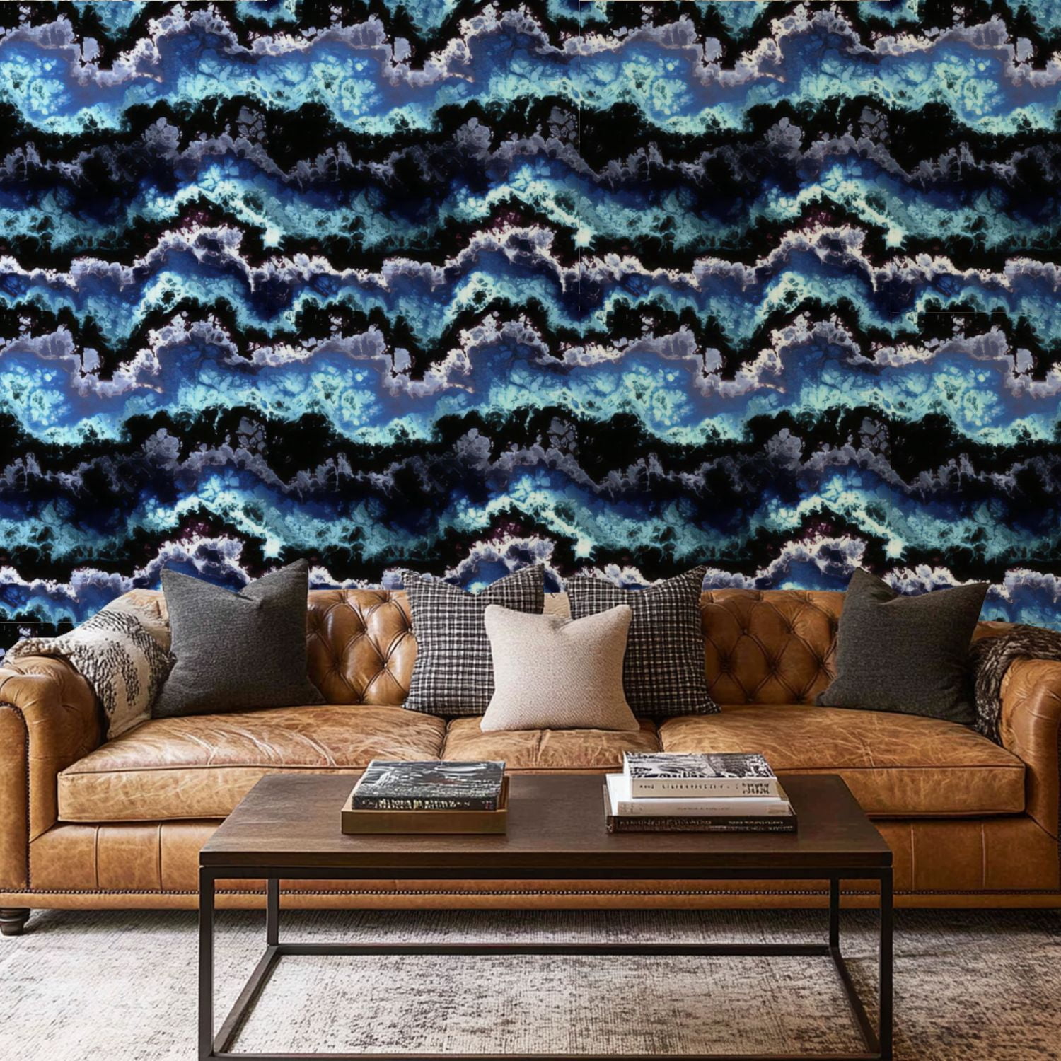 Peel and Stick Wallpaper Canvas Contact Paper blue clouds seamless ...