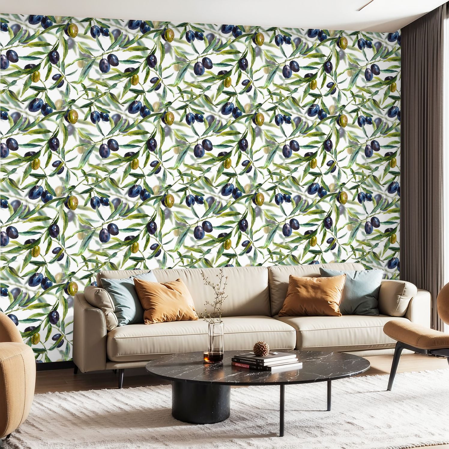 Peel and Stick Wallpaper Canvas Contact Paper branches olive tree Self ...