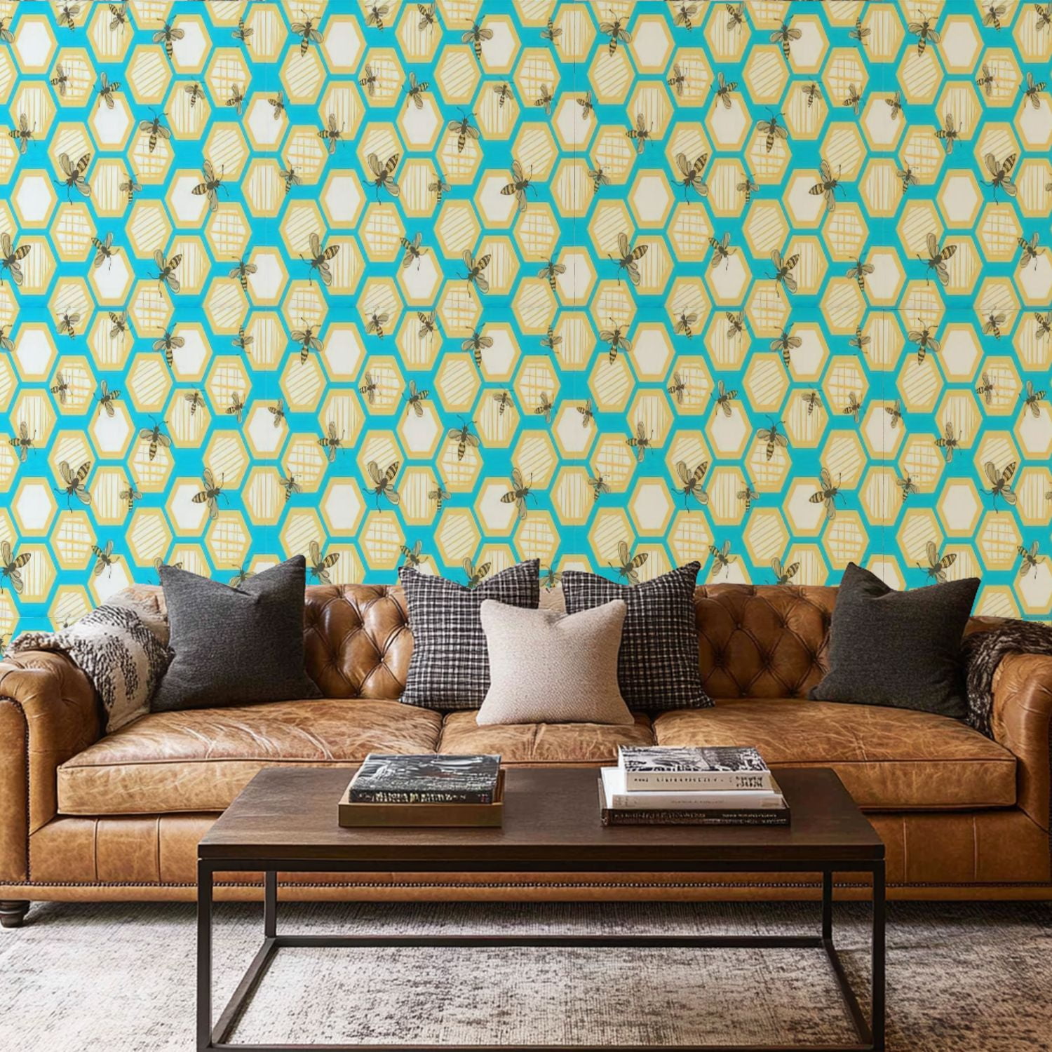 Peel and Stick Wallpaper Canvas Contact Paper seamless bees honeycombs ...