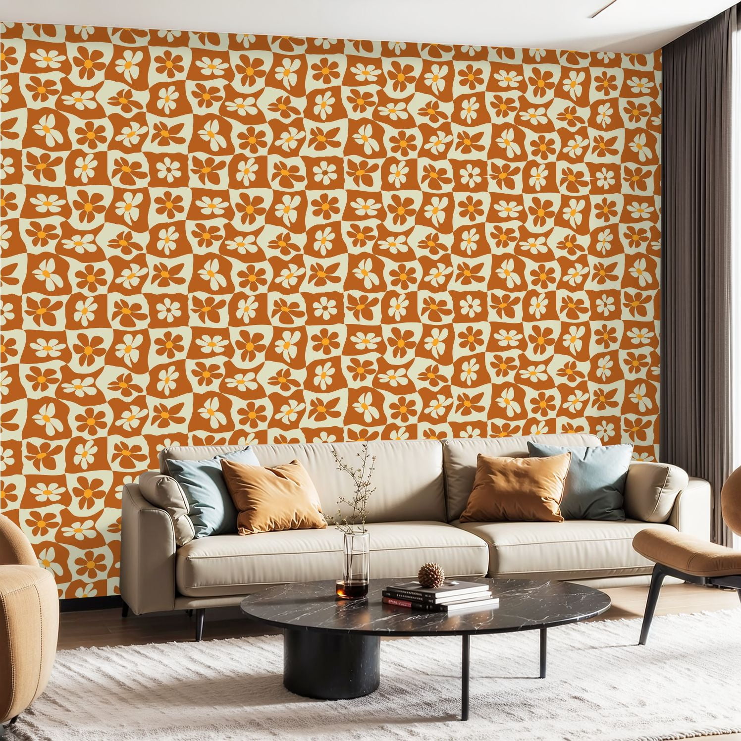 Peel and Stick Wallpaper Canvas Contact Paper seamless retro distorted ...