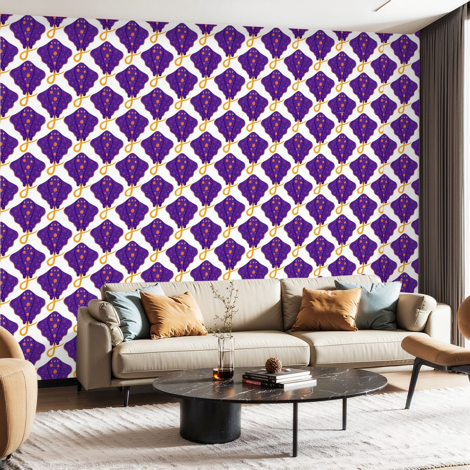 Peel and Stick Wallpaper Canvas Contact Paper seamless spotted stingray ...