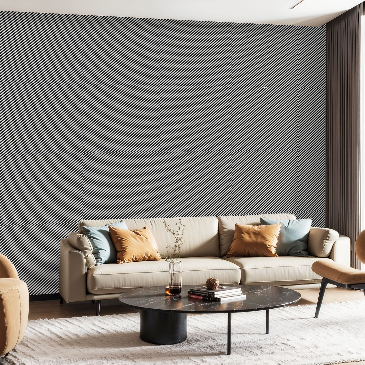 Peel and Stick Wallpaper Canvas Contact Paper white diagonal lines striped repetitive Self ...
