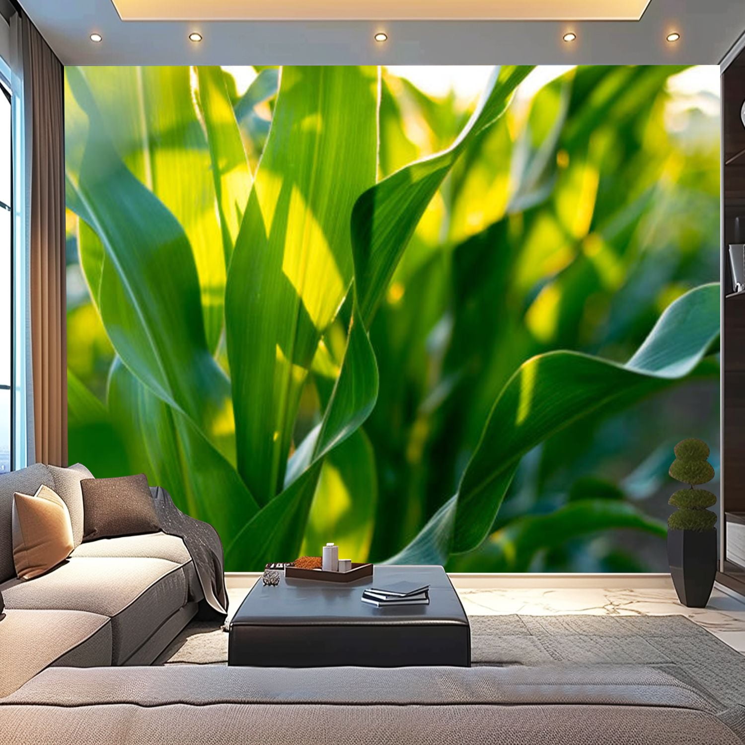 Peel and Stick Wallpaper Canvas Corn Leaf Modern Art Wall Mural Decor ...