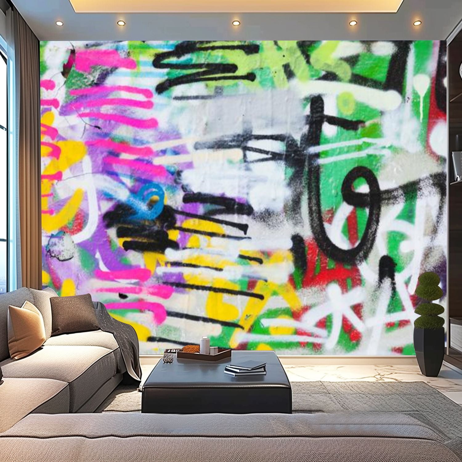 Peel and Stick Wallpaper Canvas Detail graffiti Art vandalism Modern ...