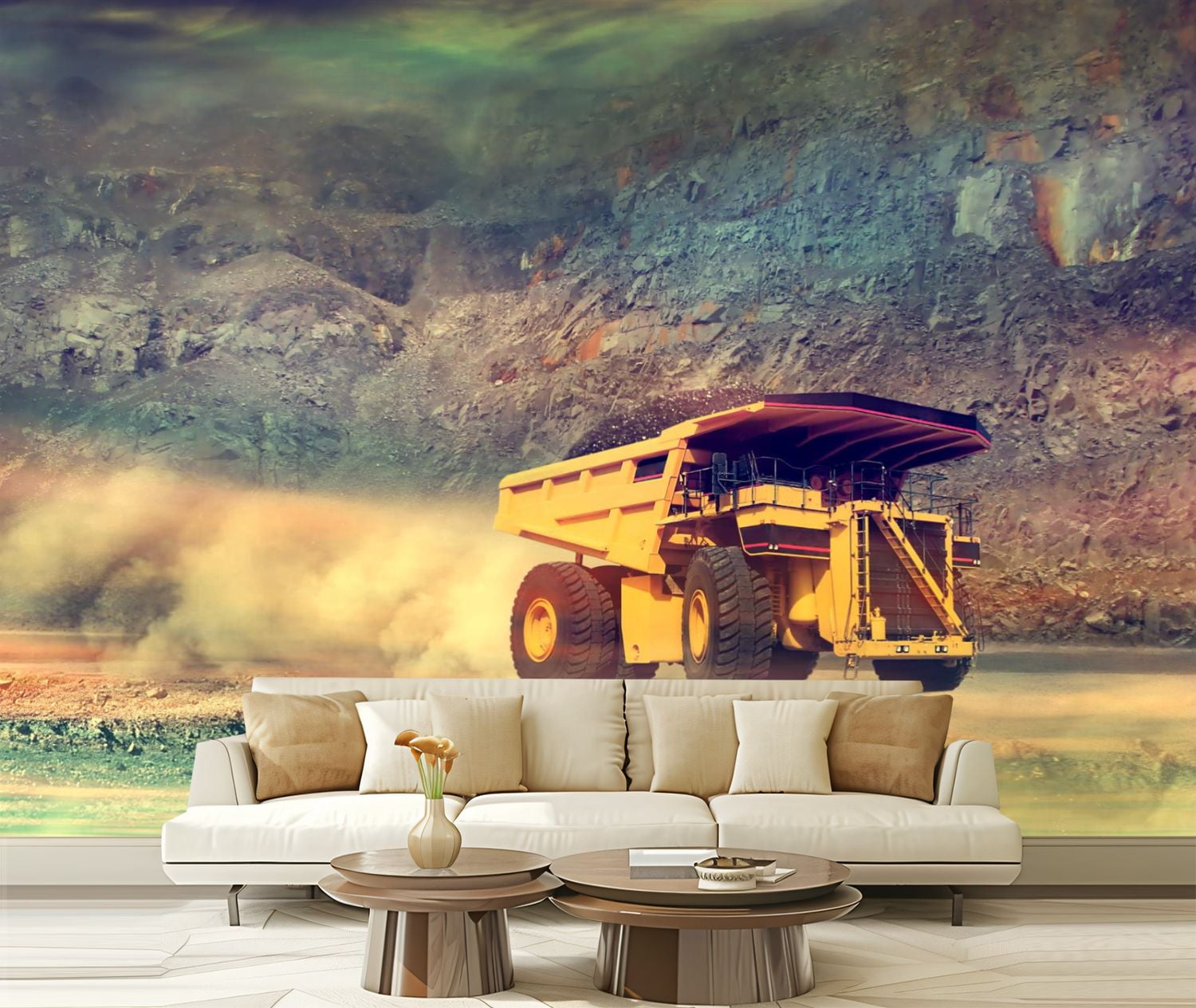 Peel and Stick Wallpaper Canvas Dump Car Drove Mining Area Modern Art ...