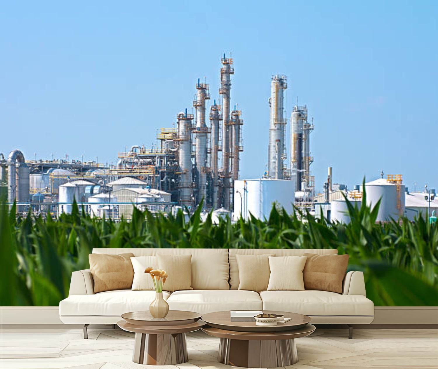 Peel and Stick Wallpaper Canvas Ethanol Plant by Corn Field Modern Art ...