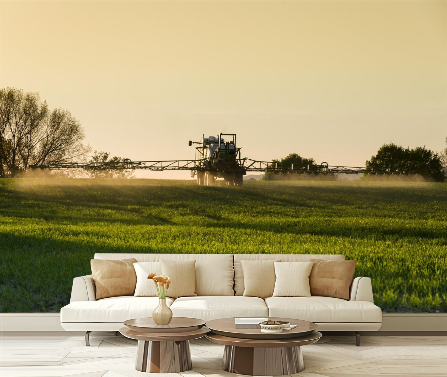 Peel and Stick Wallpaper Canvas Farm crop chemical sprayer field Modern ...