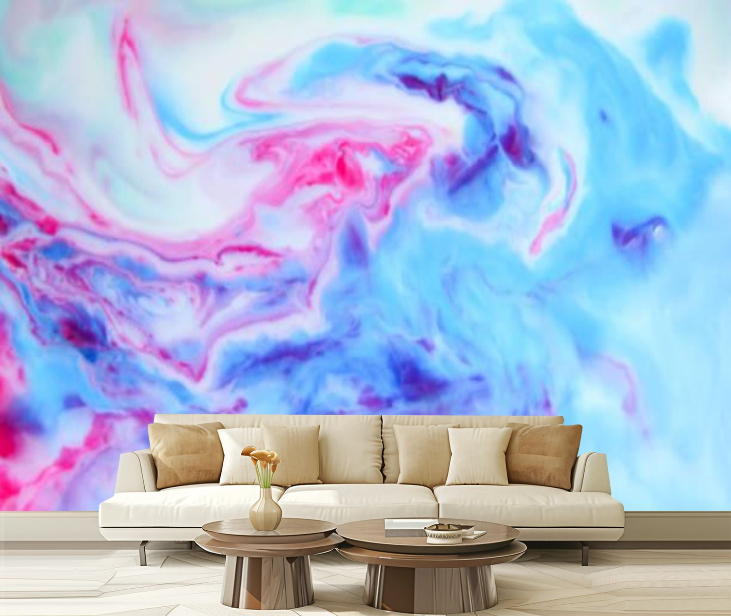 Peel and Stick Wallpaper Canvas Fluid art Multicolored abstract liquid ...
