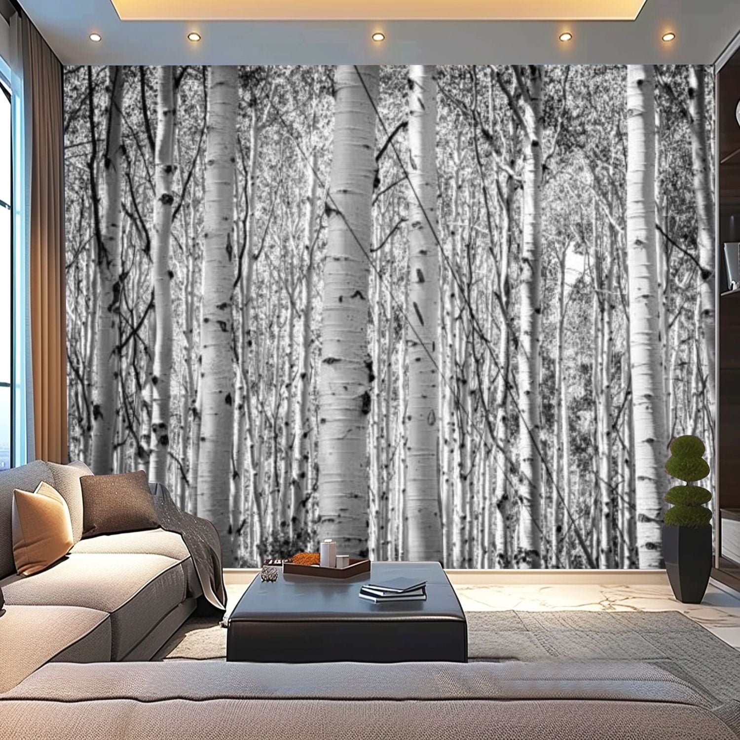 Peel and Stick Wallpaper Canvas Forest aspen trees Utah Modern Art Wall ...