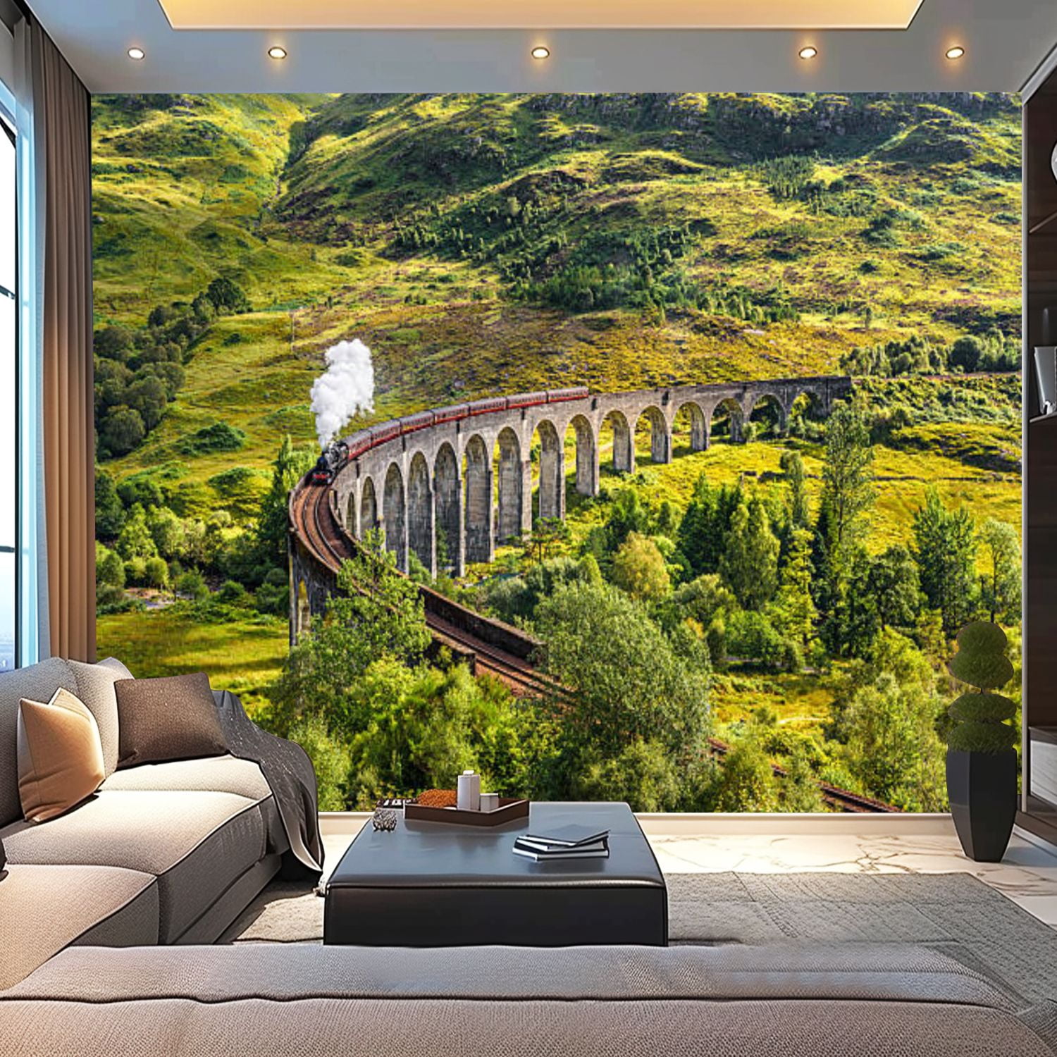 Peel and Stick Wallpaper Canvas Glenfinnan Railway Viaduct Scotland ...