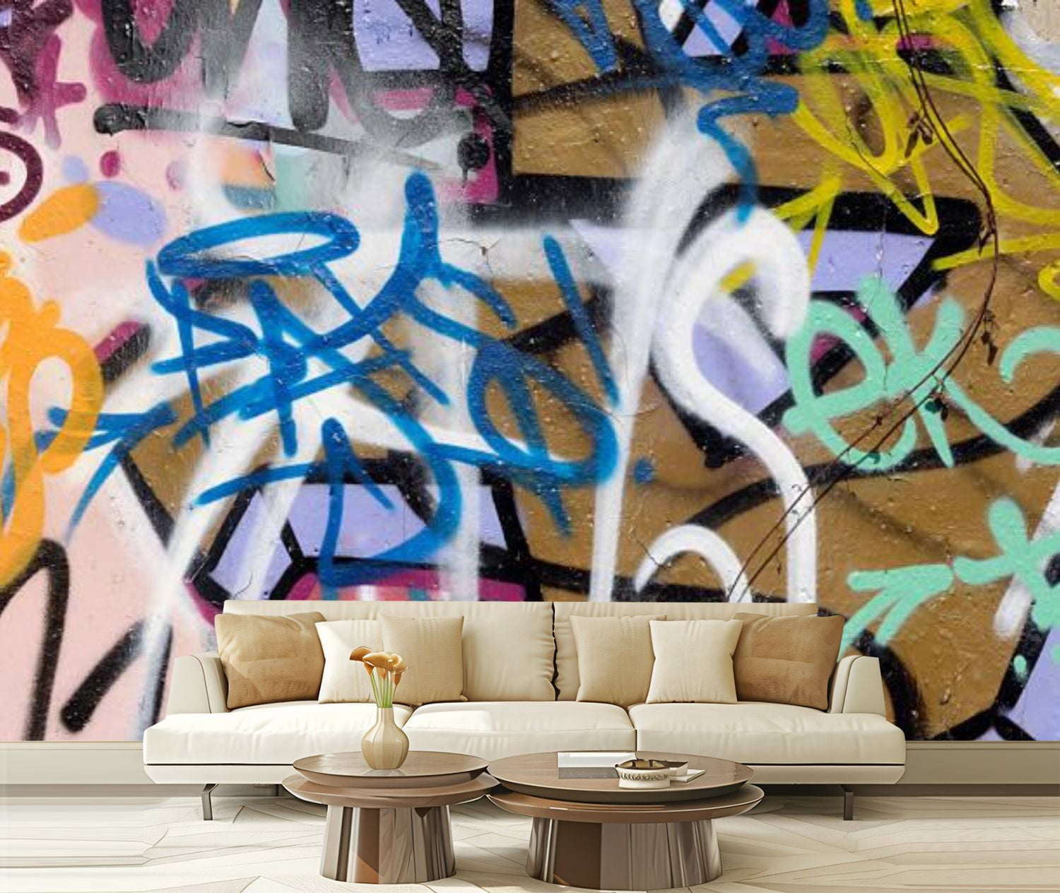 Peel and Stick Wallpaper Canvas Graffiti Vandalism Modern Art Wall ...