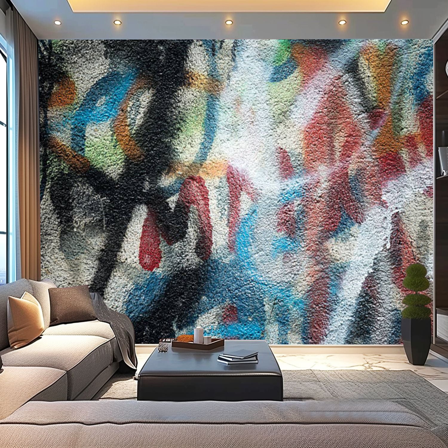 Peel and Stick Wallpaper Canvas Graffiti vandalism grunge wall texture ...